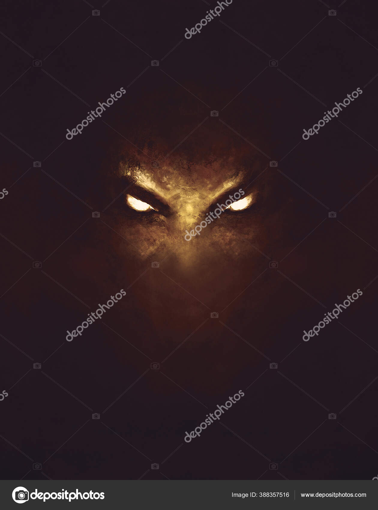 Face Demon Glowing Eyes Dark Painting Stock Photo by ©R-K 388357516