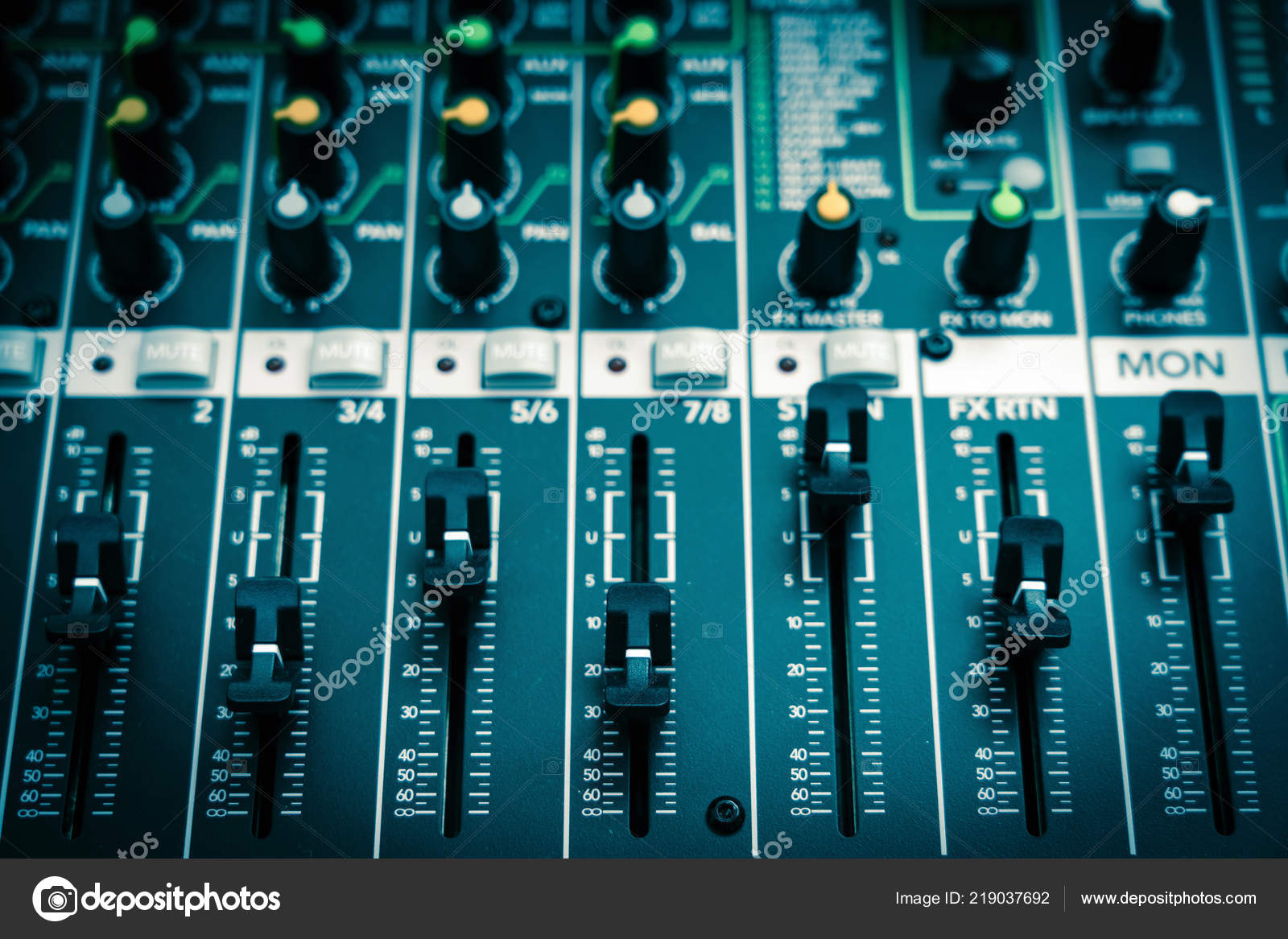 Closeup Some Part Audio Mixer Vintage Film Style Music Equipment ...