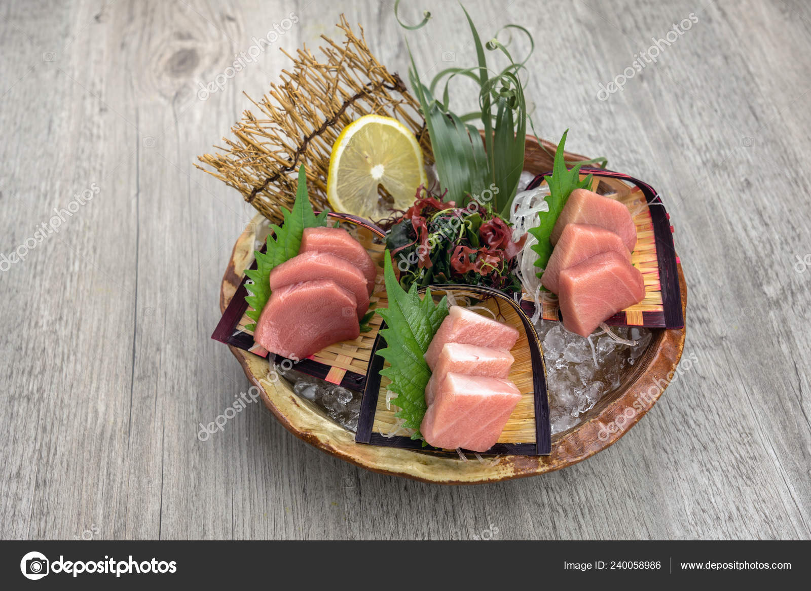 Top View Tuna Sashimi Set Include Otoro Chutoro Akami Ice — Stock Photo ...
