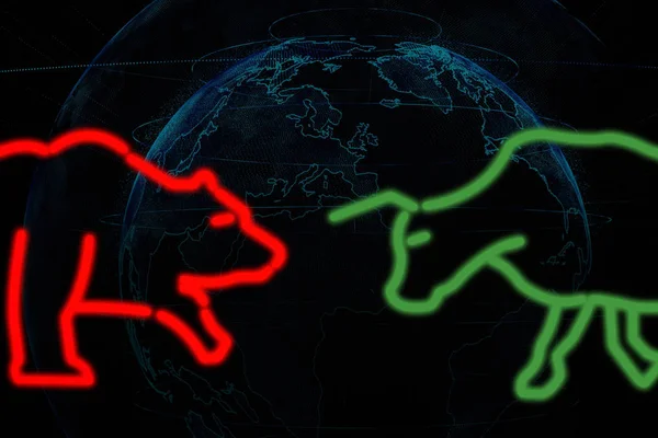 polygonal bull and bear shape writing by lines and dots with sparkle ...