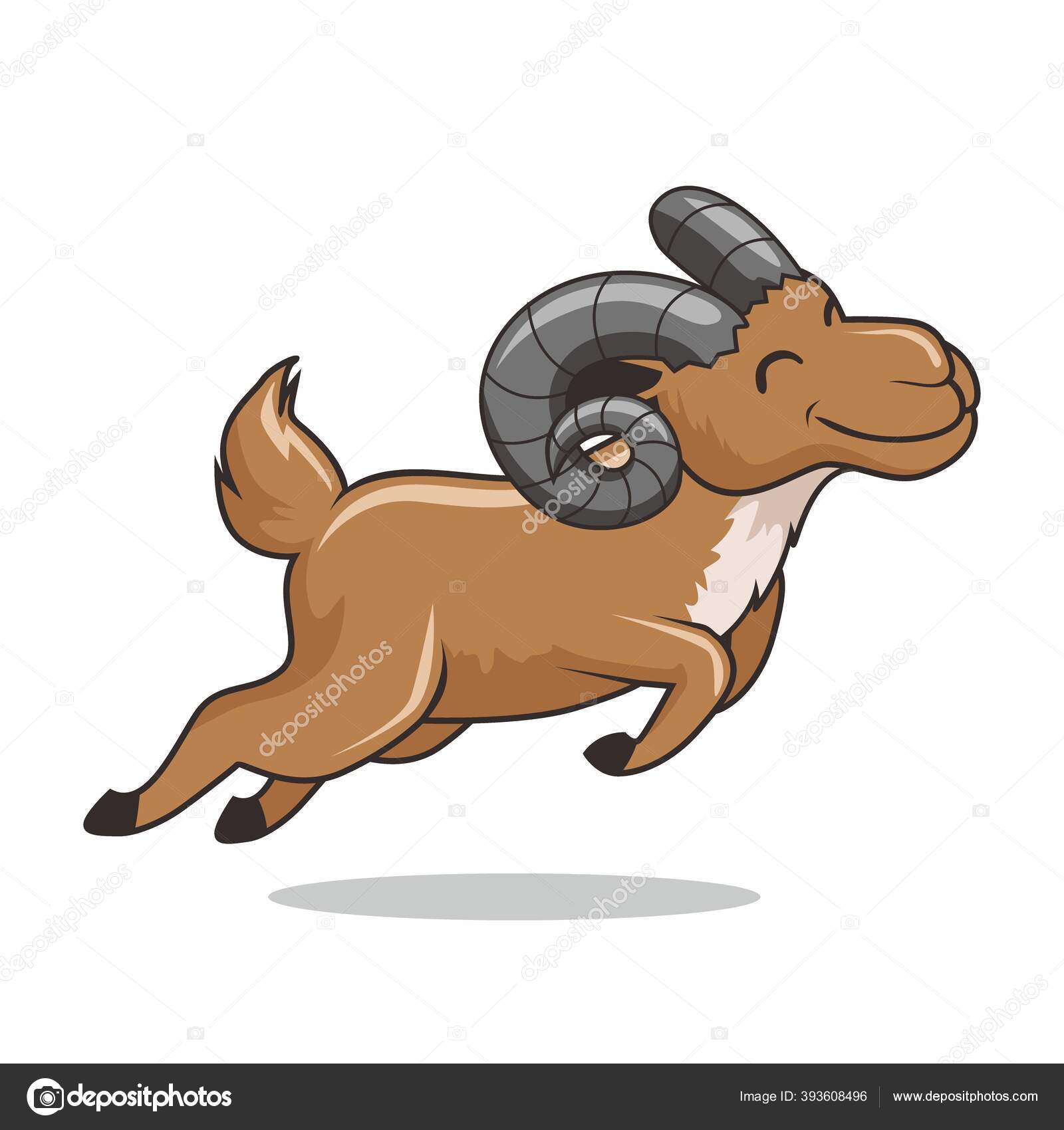 Urial Jump Cartoon Isolado Arkars Jumping Ilustração Vetor de stock de ...