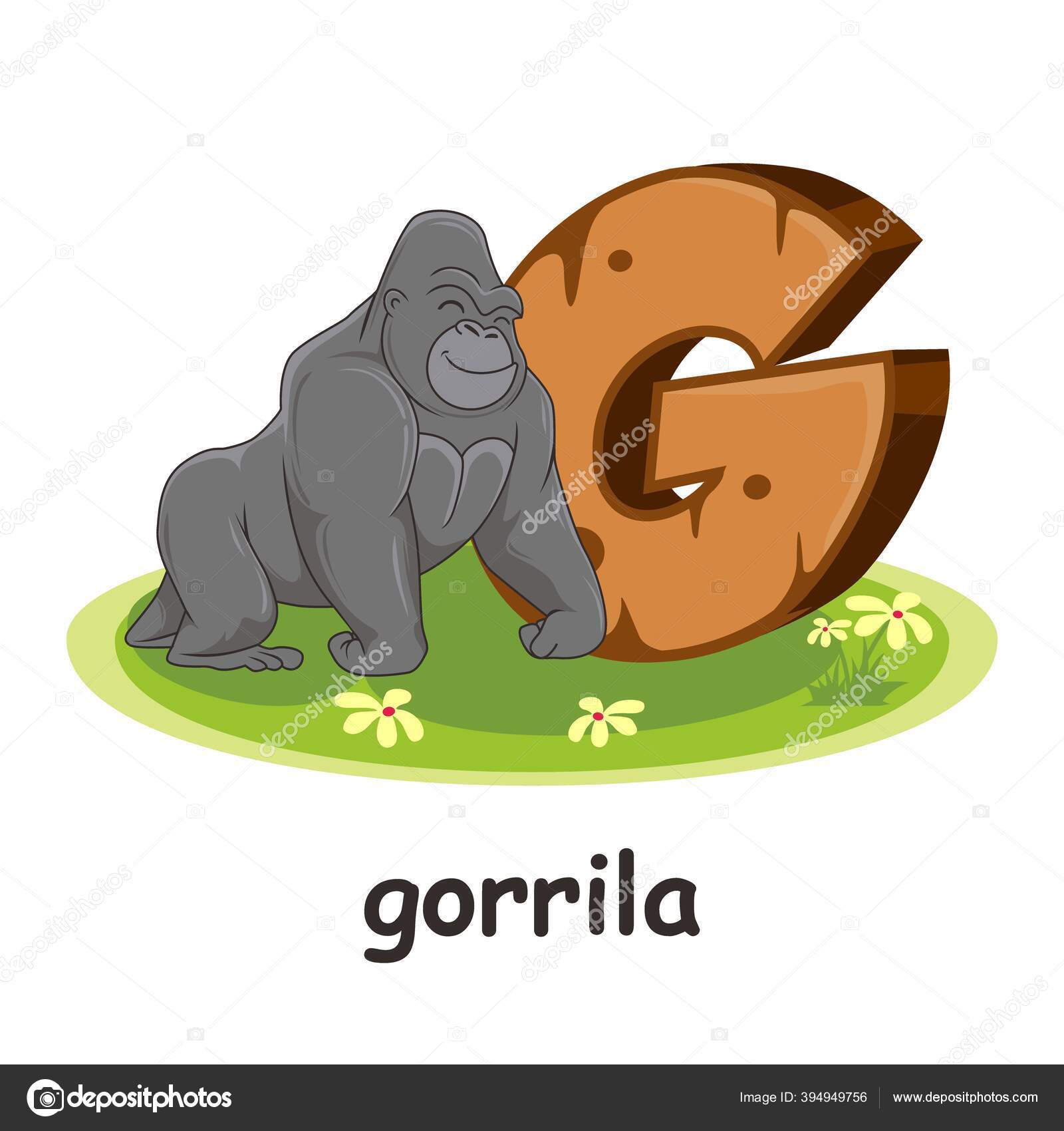 Gorilla Wooden Alphabet Education Animals Letter Stock Vector by ©eriek ...