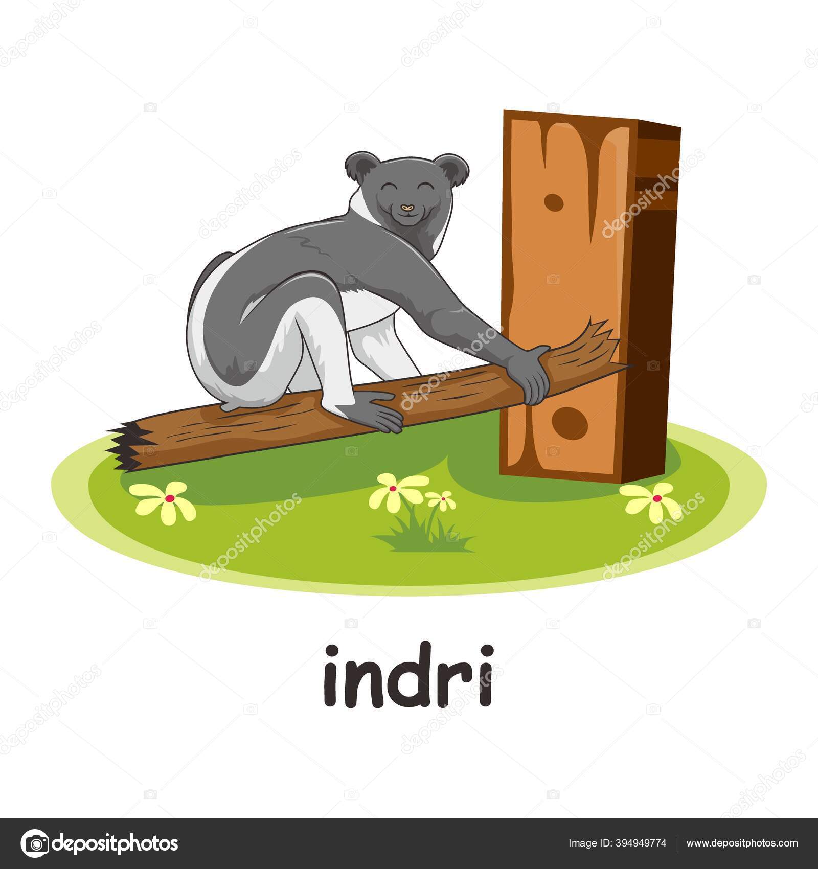 Indri Cartoon Wood Alphabet Animals Letter Stock Illustration by ©eriek ...