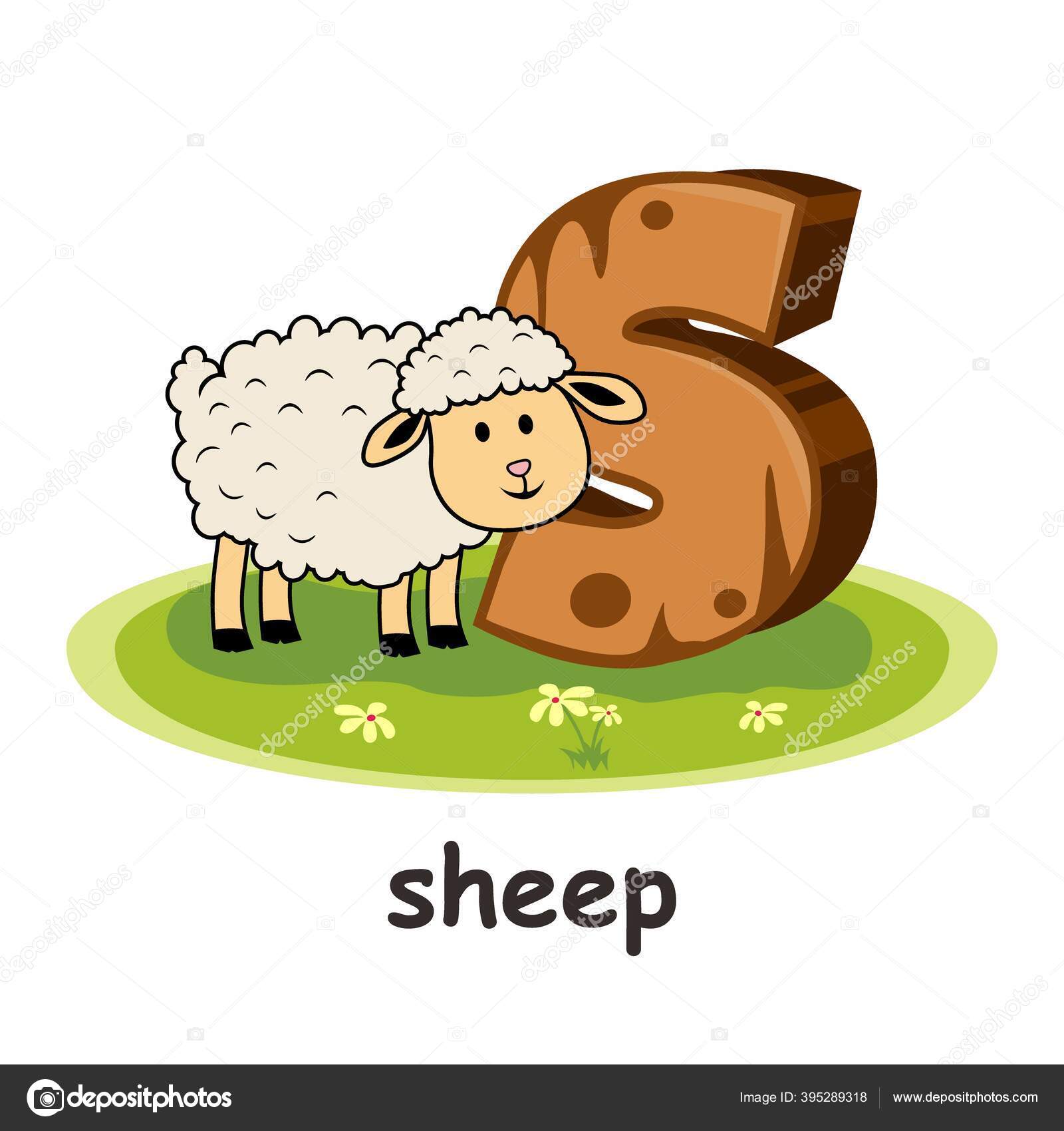 Para Ovejas Dibujos Animados Alfabeto Madera Animales Vector de stock ...