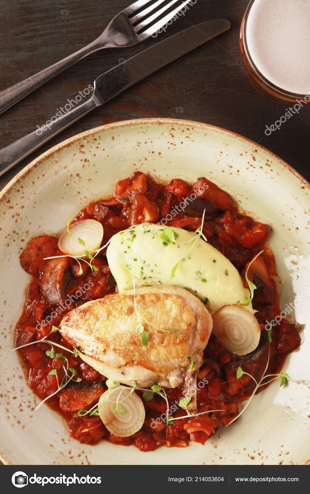 Plated Chicken Main Meal — Stock Photo © neillangan #214053604