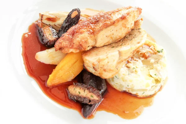 Plated Chicken Main Meal — Stock Photo © neillangan #214053604