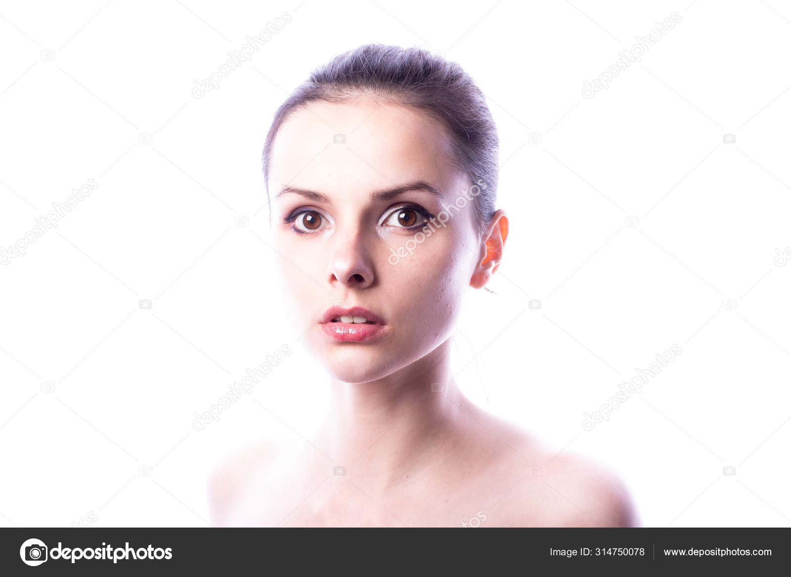 Beautiful Young Girl Portrait White Background Stock Photo by ...