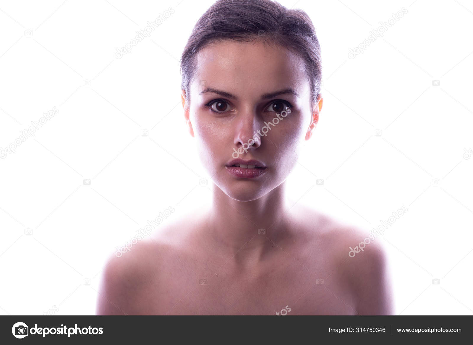 Beautiful Young Girl Portrait White Background Stock Photo by ...