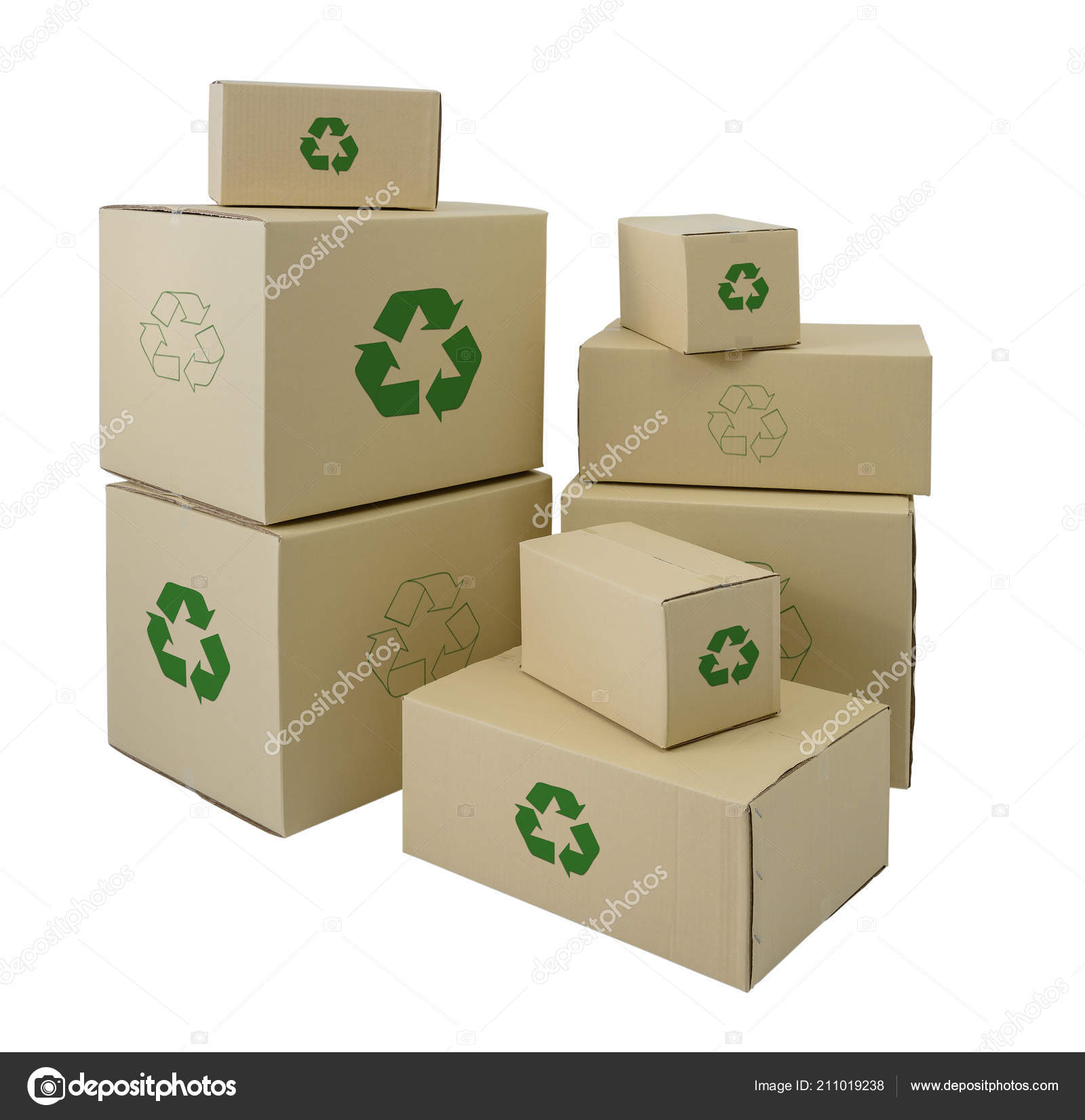 Cardboard Boxes Recycle Sign Different Sizes Stacked Boxes Isolated ...