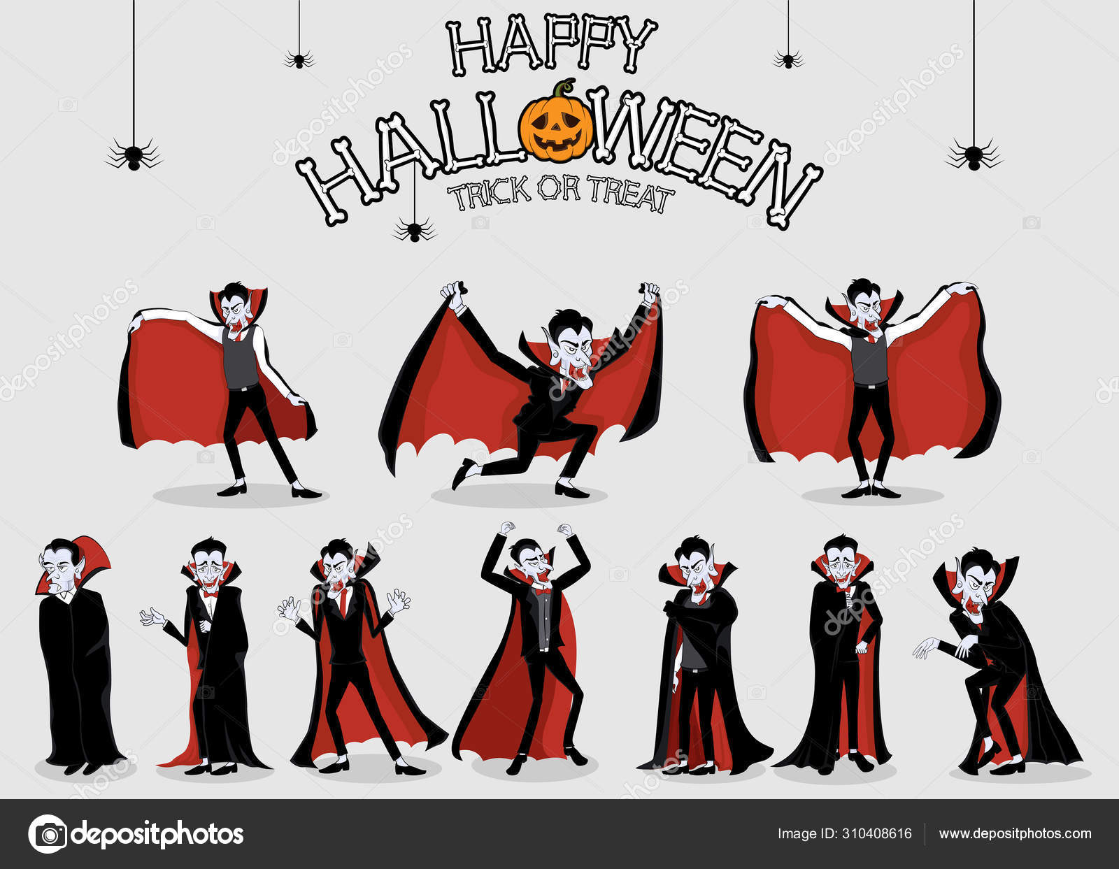 Collection set of halloween monster costume dracula Stock Vector by ...