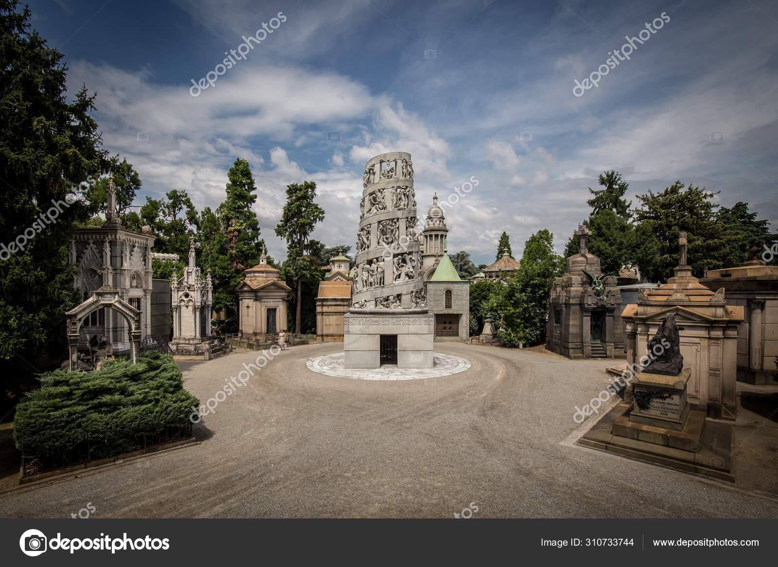 Horizontal Shot Christian Tombs Aligned Circle Stone Pillar Sculpture ...