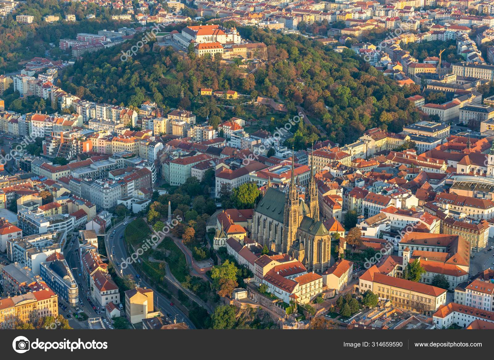 Aerial View Brno City Centre Its Most Know Historic Buildings Stock ...