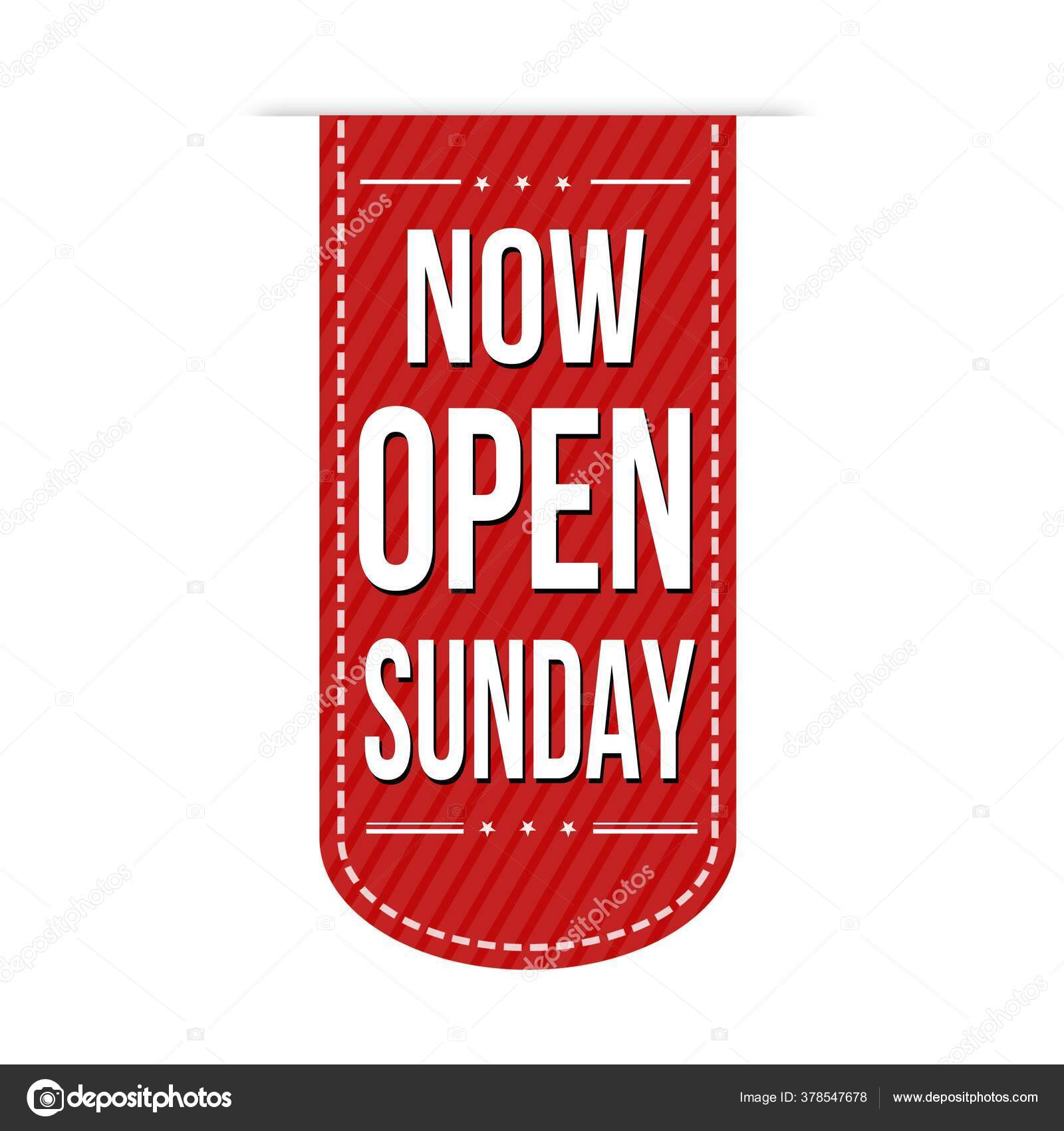 Illustration Now Open Sunday Sign Isolated White Background Stock Photo ...