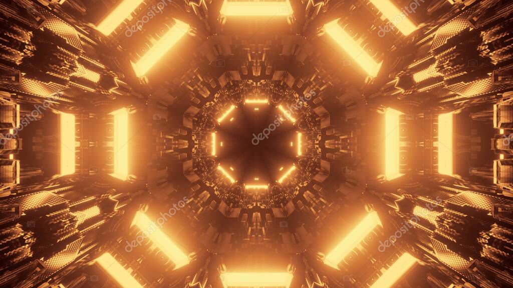 Representación en 3D de una ilustración con formas geométricas y luces ...