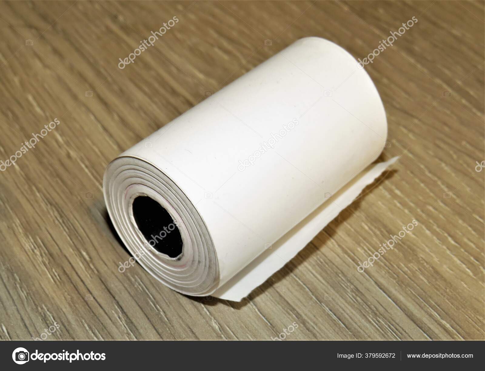 Closeup Roll Paper Wooden Surface — Stock Photo © Wirestock #379592672