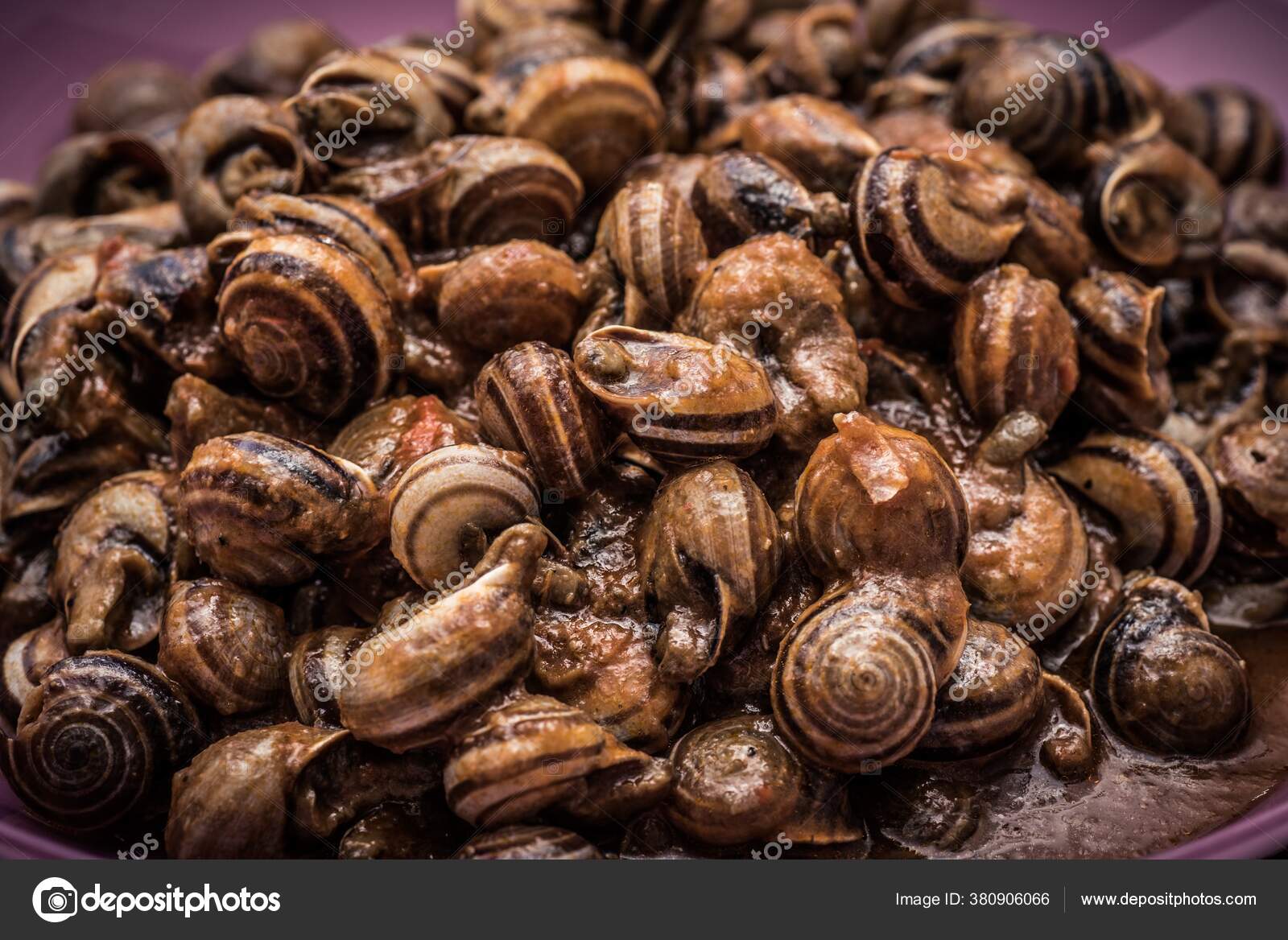 Closeup Shot Dish Consisting Snails Marinated Hot Sauce — Stock Photo ...