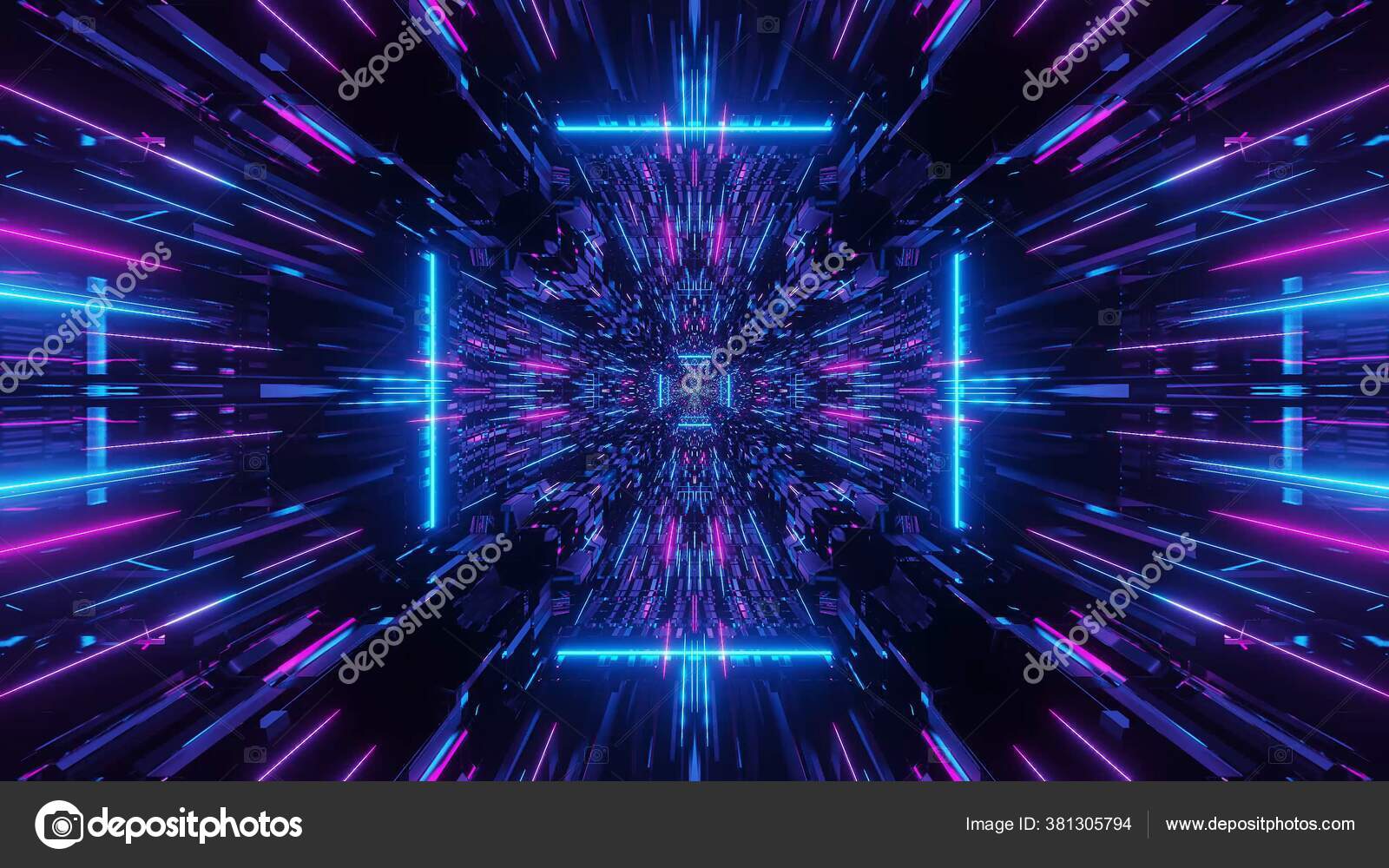 Techno Lights Backgrounds 3D Illustration Of Blue And Purple