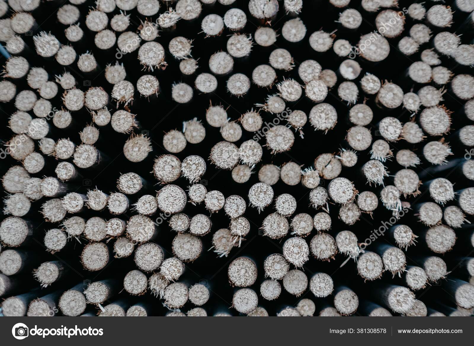 Top View Wooden Sticks Different Sizes Cut Sharp Uneven Surfaces ...