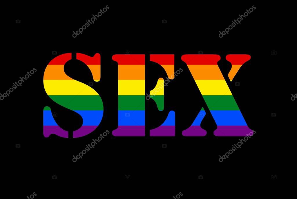 Una Ilustración De La Palabra Sexo En Colores Arcoíris Sobre Un Fondo