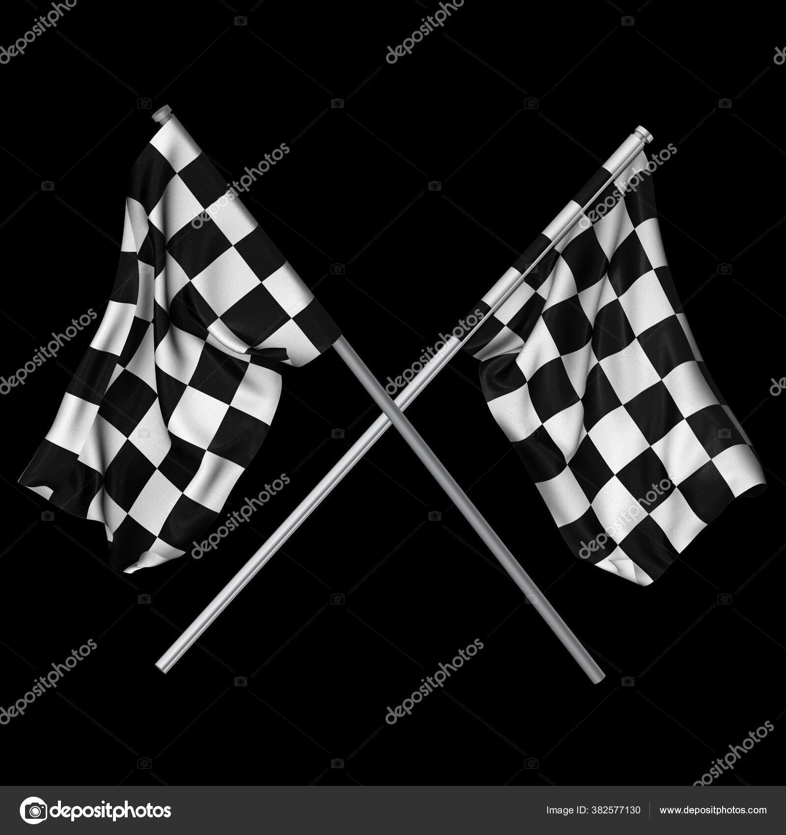 Two Crossed Chequered Flags Lights Isolated Black Background Stock ...