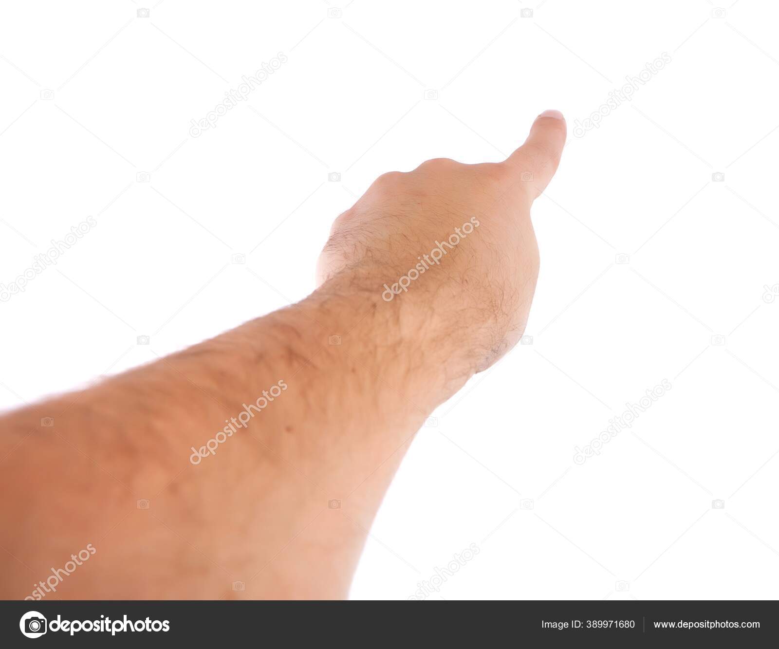 First Person View Isolated Mans Hand Pointing Front Finger Stock Photo ...