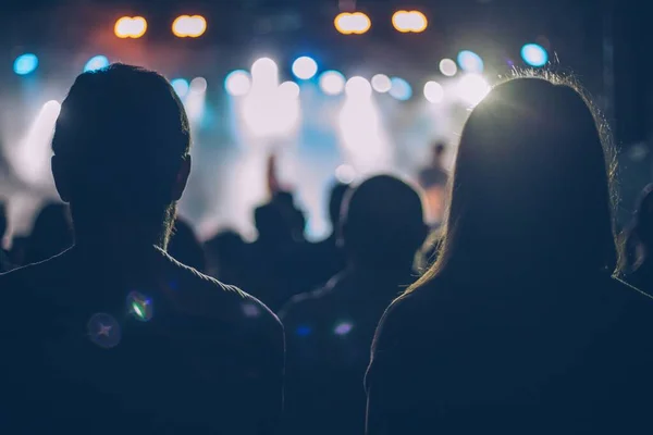 Shadow of two persons watching a concert with other people. - Stock ...