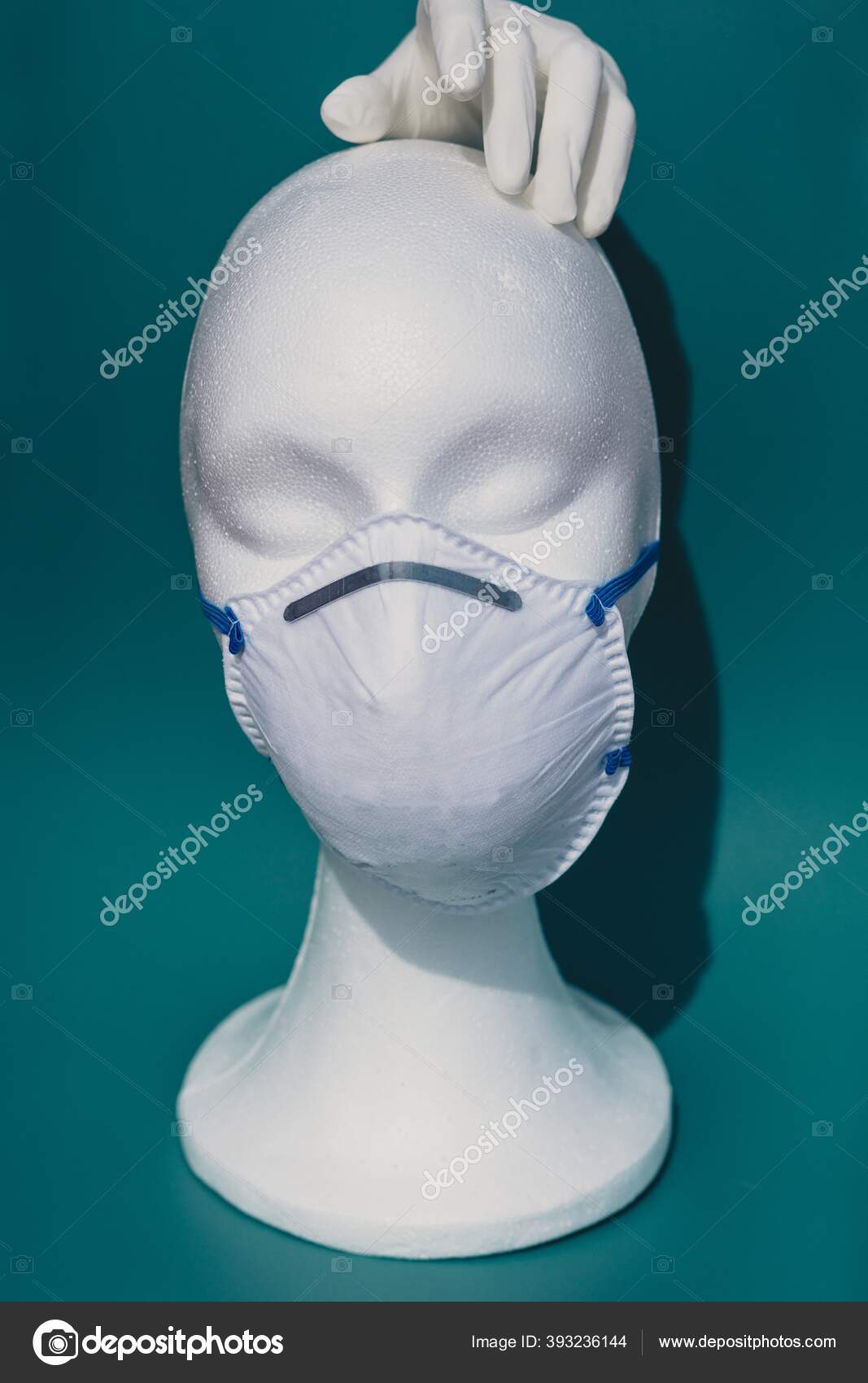 Vertical Shot White Mannequin Head Wearing Medical Face Mask Concept ...