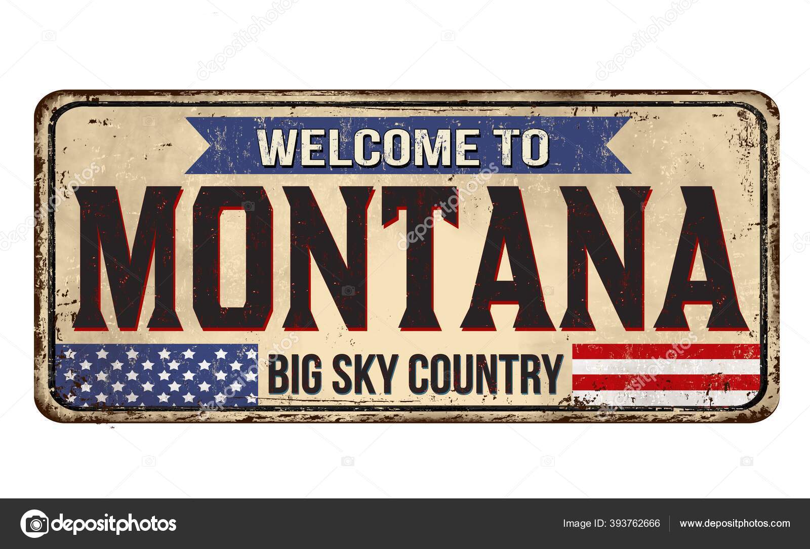 Illustration Sign Text ''Welcome Montana Big Sky Country'' White ...