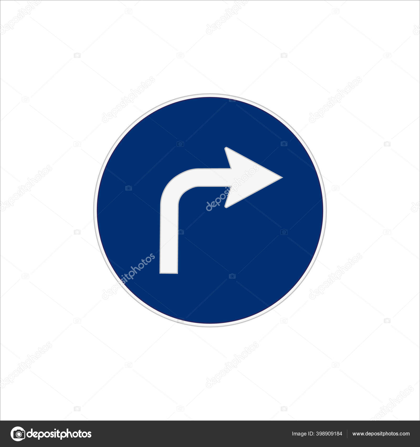 Illustration Turn Right Mandatory Road Sign Icon Isolated White ...