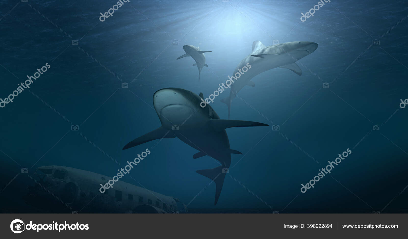 Render Great White Shark Bottom Ocean Stock Photo by ©Wirestock 398922894