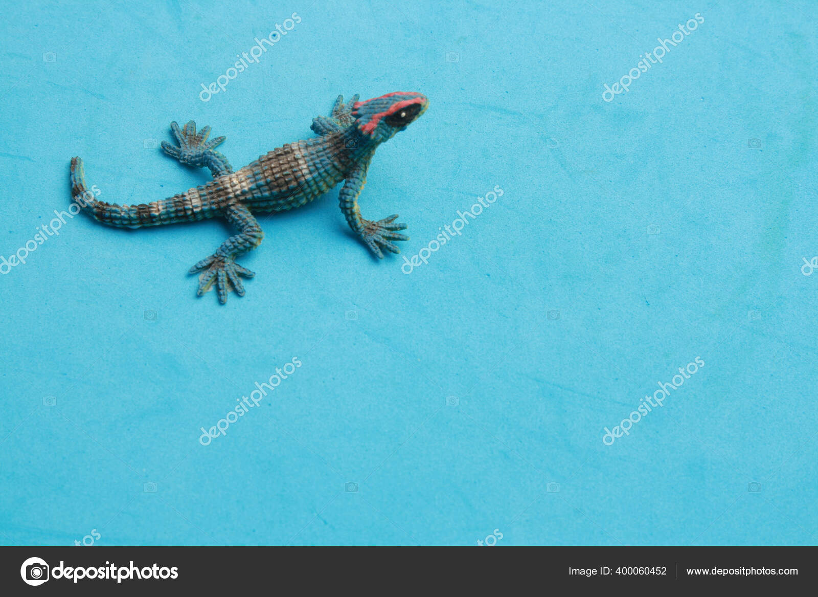 Rubber Lizard Toy Isolated Blue Background Stock Photo by ©Wirestock ...