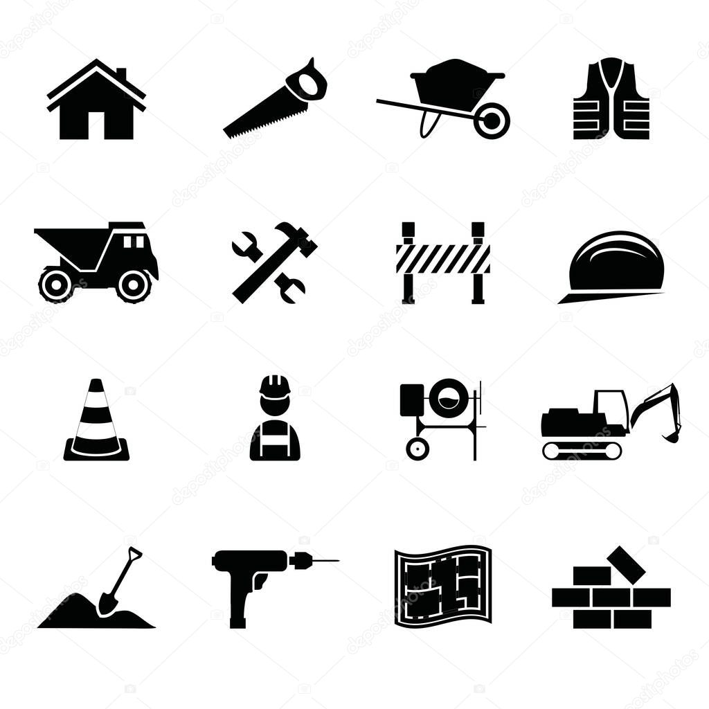 Ilustración Iconos Obras Construcción Aislados Sobre Fondo Blanco ...