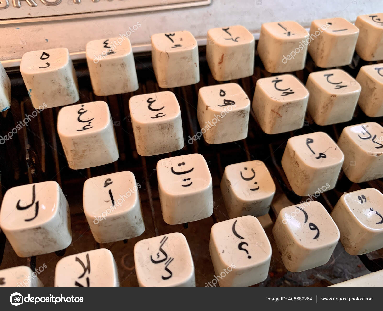 Closeup Shot Typing Machine Persian Arabic Numbers Letters — Stock ...