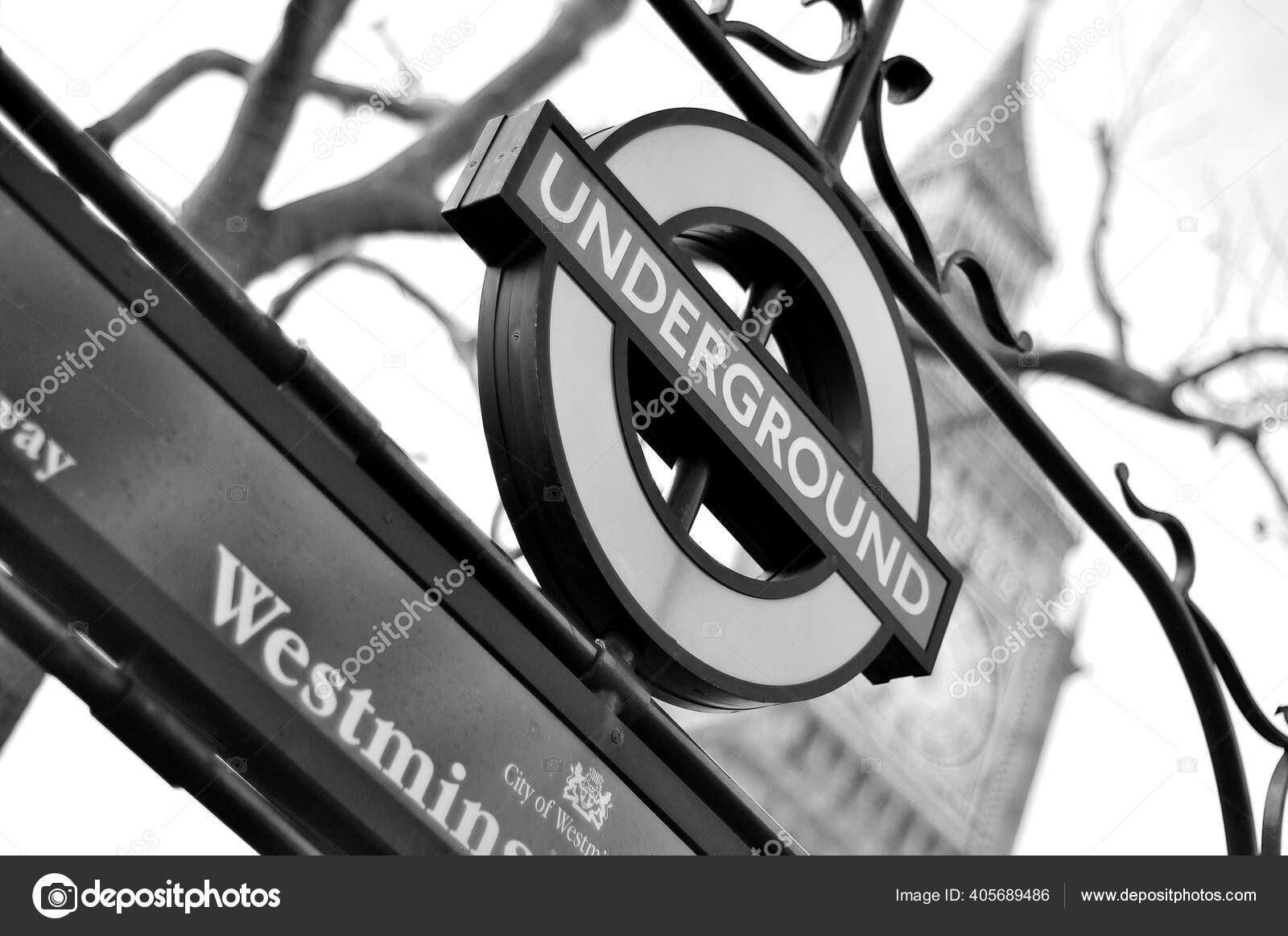 London Underground Sign Black And White