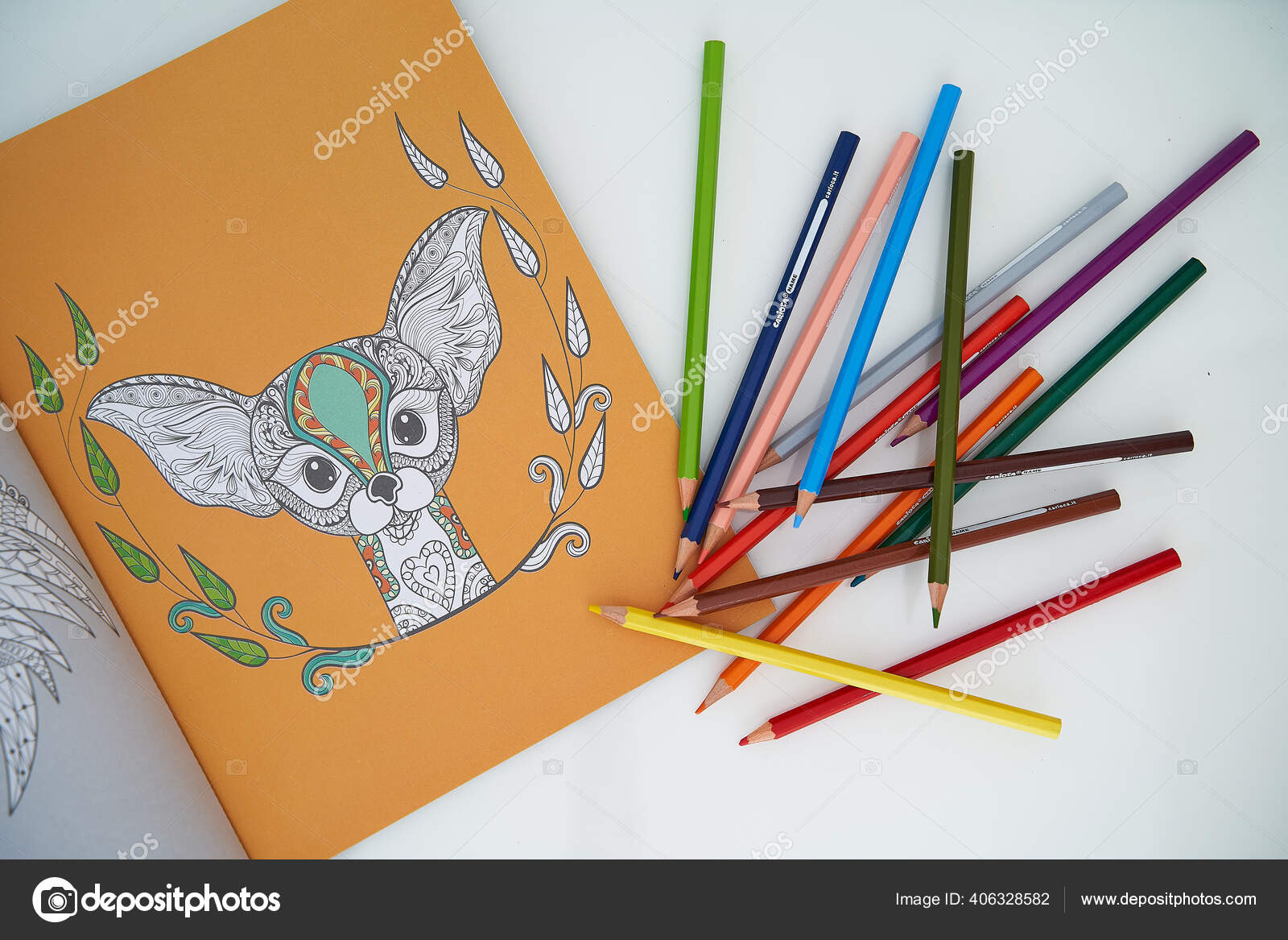 Top View Shot Coloring Book Multicolored Pencils Stock Photo by ...