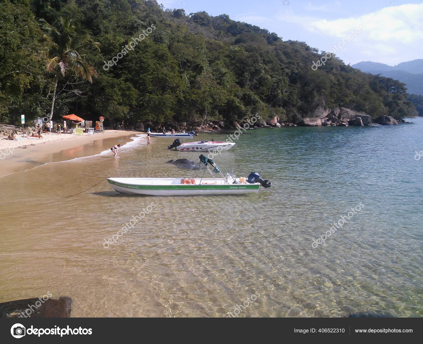 Angra Dos Reis Brazil Aug 2020 Boats Paradise Beach Angra — Stock ...
