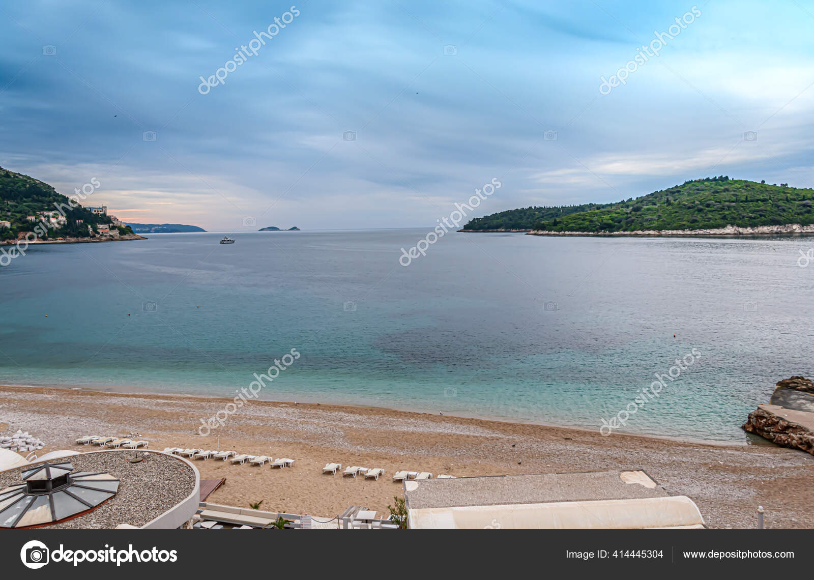 Beautiful View Famous Banje Beach Lapad Island Visible Background Stock ...