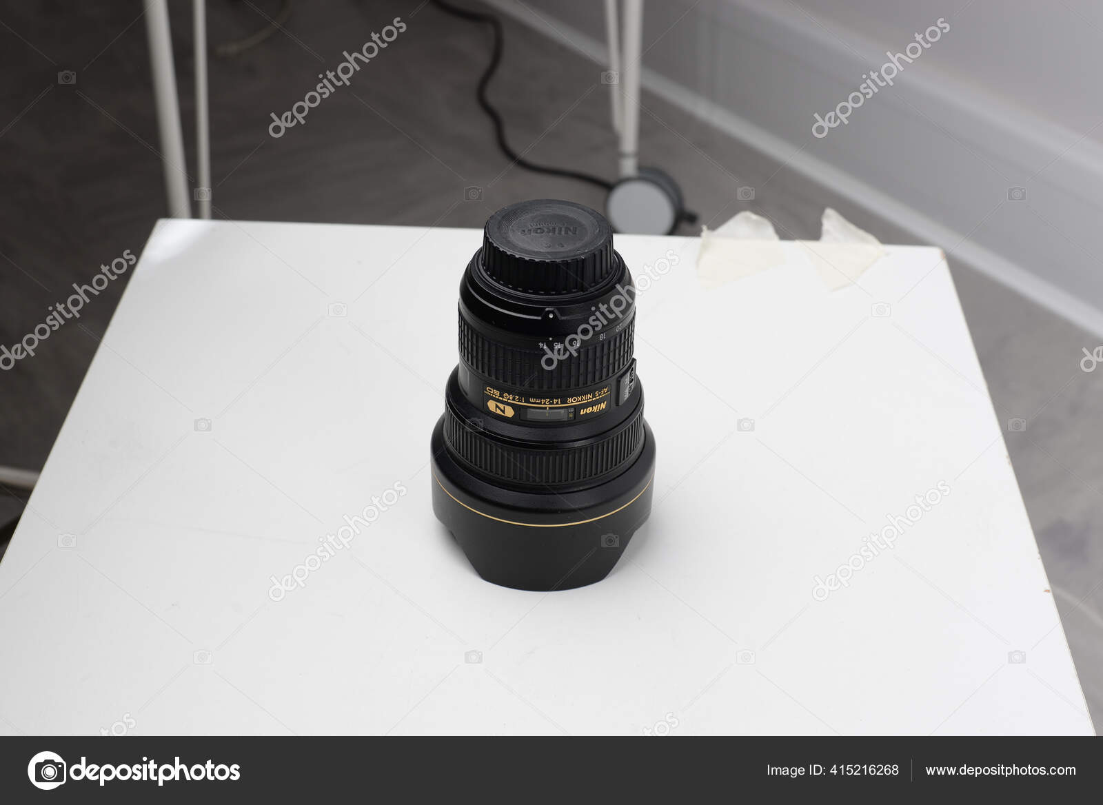 High Angle Shot Camera Lens White Surface — Stock Editorial Photo ...