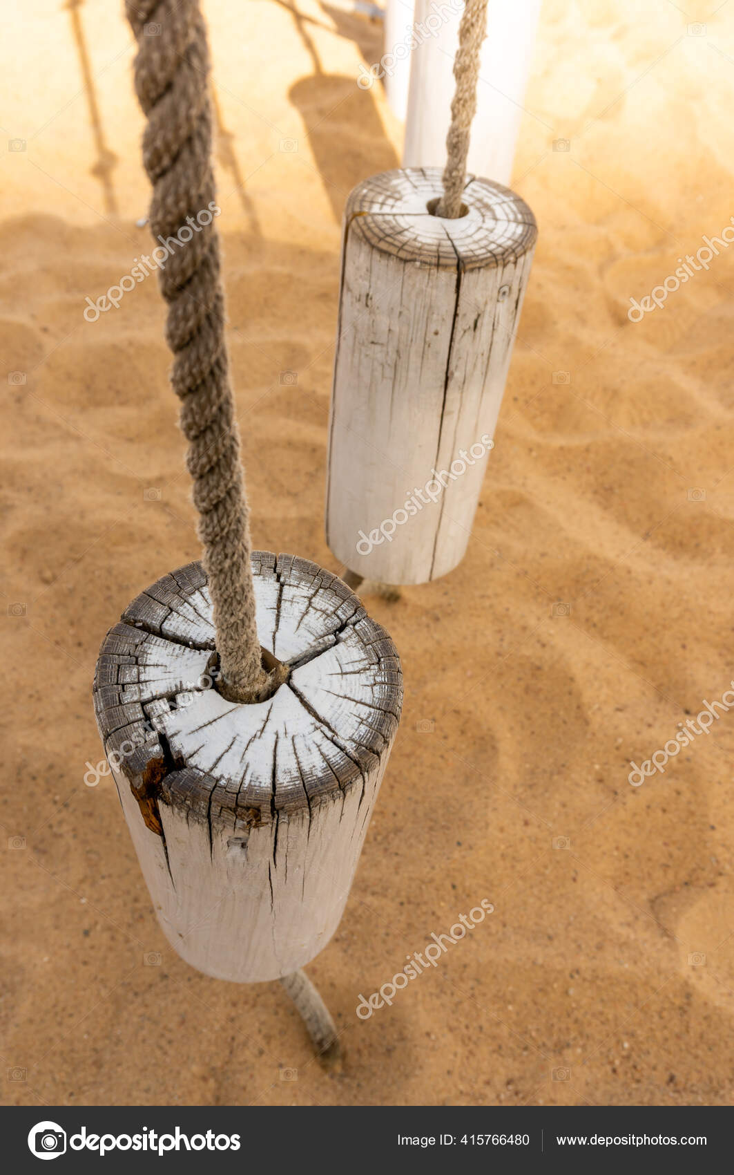 Vertical Shot Two Sawed Tree Stumps Rope Stock Photo by ©Wirestock ...