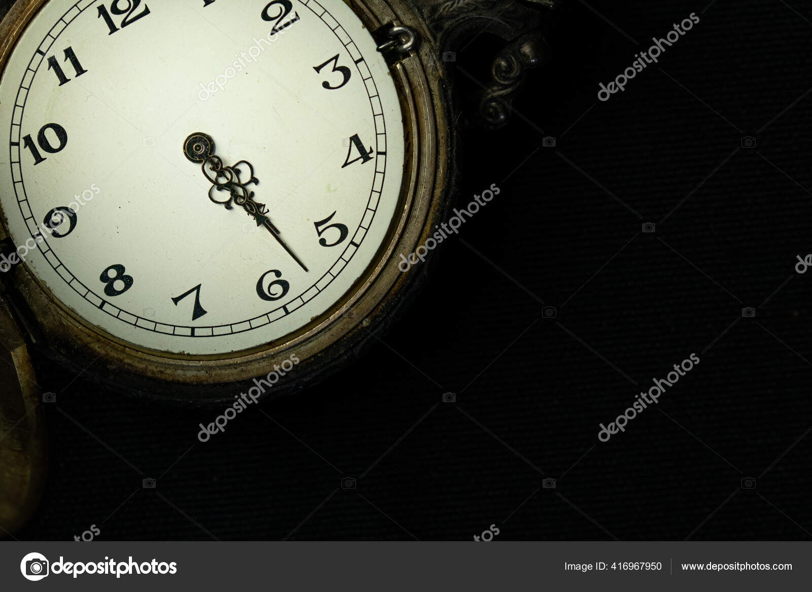 Extreme Closeup Vintage Pocket Watch Dark Background Space Your Text ...