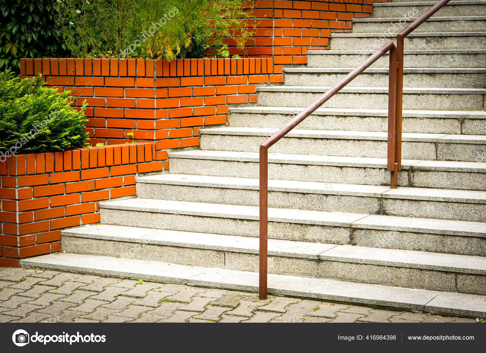 Bunch Gray Stairs Brick Layers Plants Stock Photo by ©Wirestock 416984398