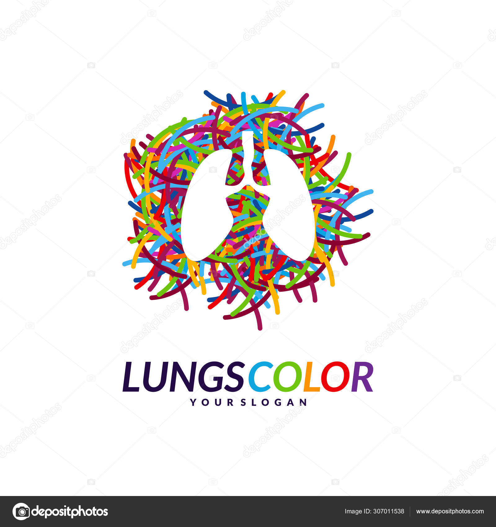 Colorful Lungs Logo Concept. Lungs with Colorful Logo Vector. Template ...