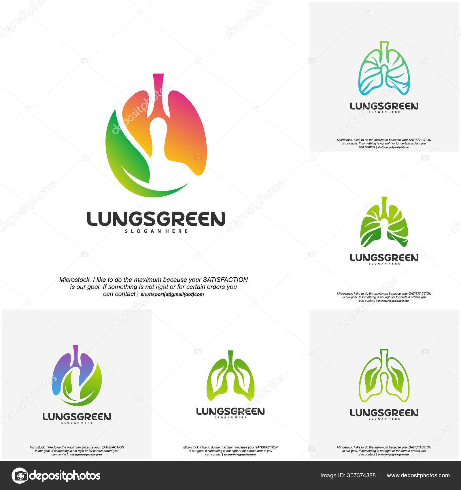 Set of Lung care logo designs vector, Nature Lungs logo concept vector ...