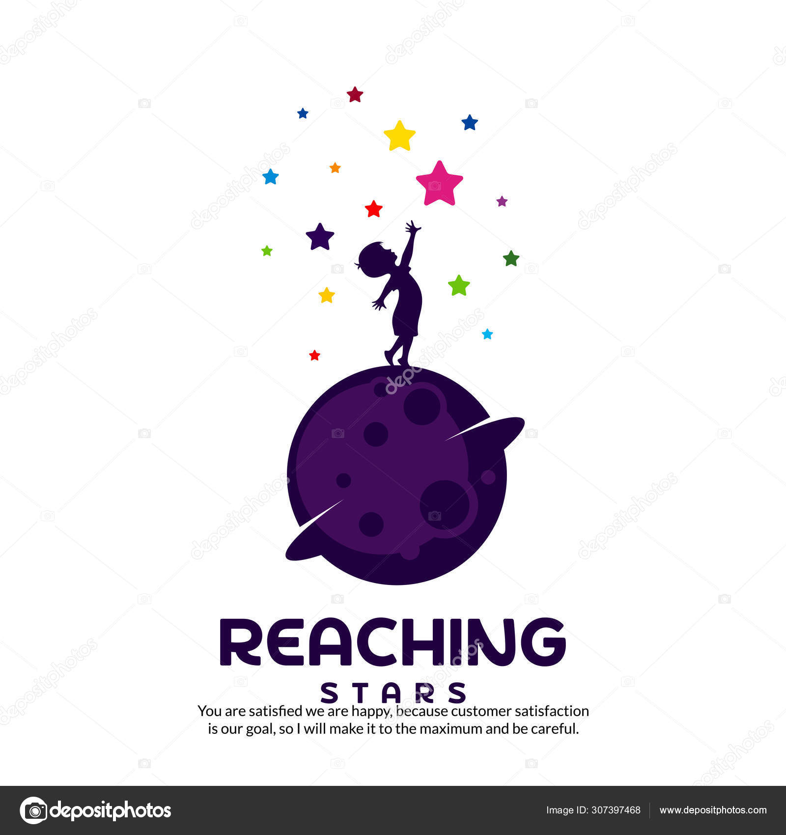 Reaching Stars Logo Design Template. Dream star logo. Emblem, Colorful, Creative Symbol, Icon ...