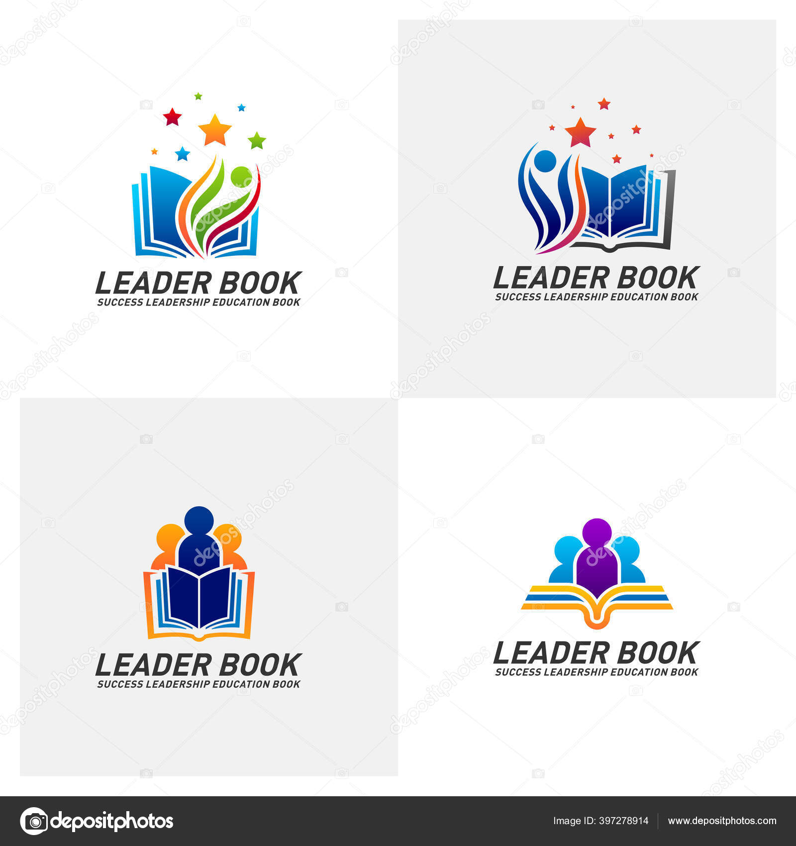 Set Leadership Education Book Logo Design Concept Vector Success Book ...