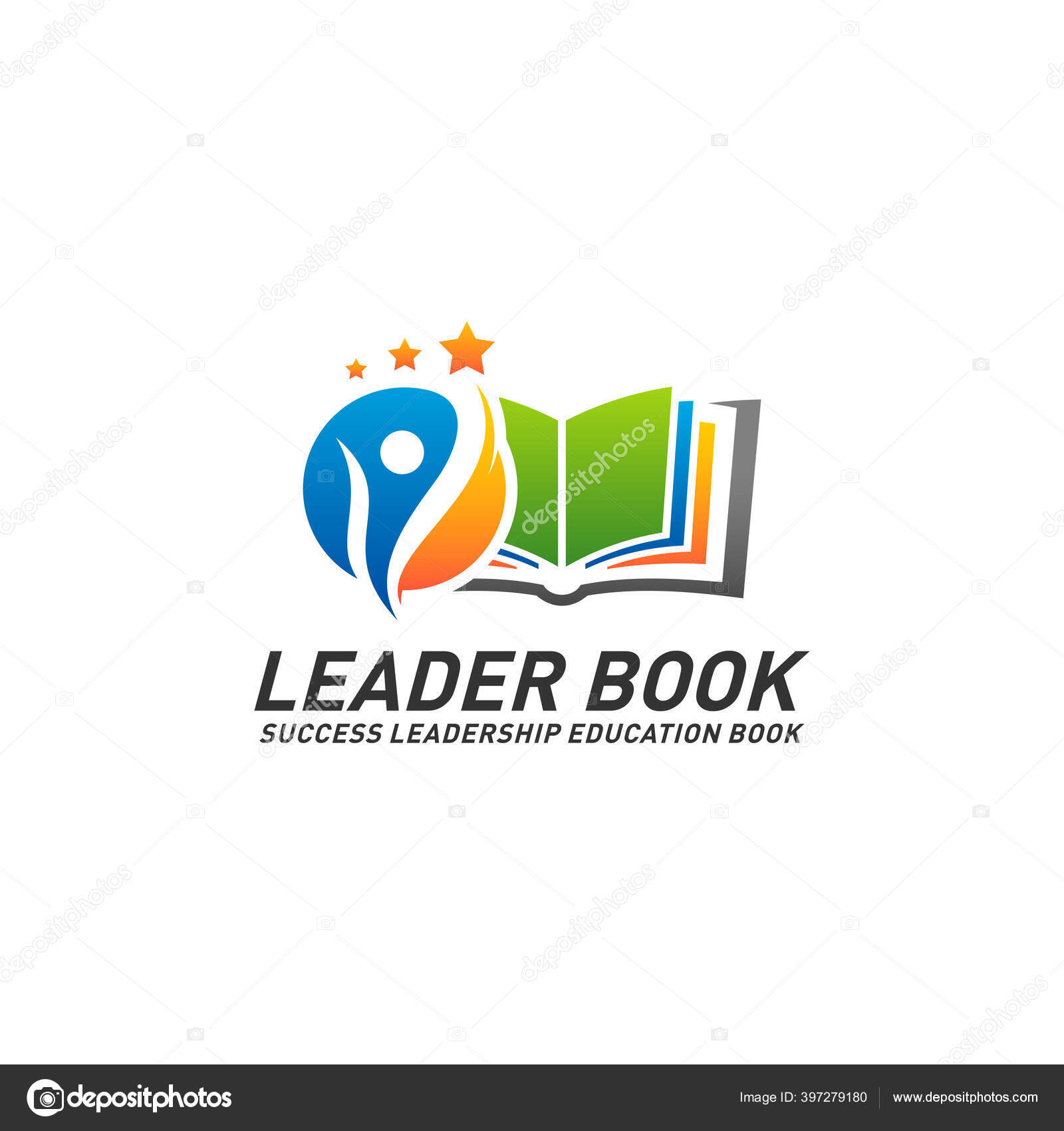 Leadership Education Book Logo Design Concept Vector Success Leader ...