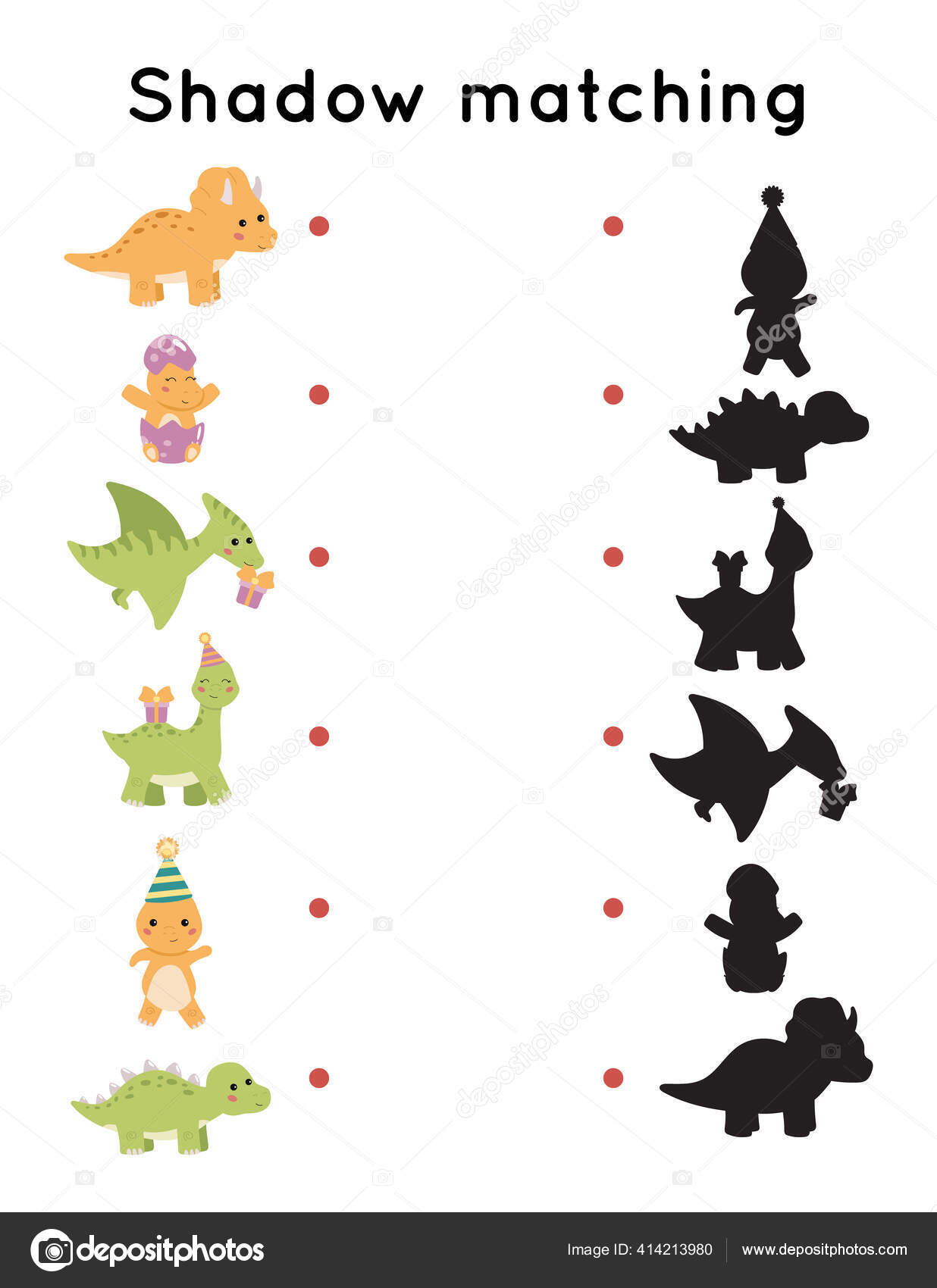 Shadow matching educational game for preschool children. Cute cartoon ...