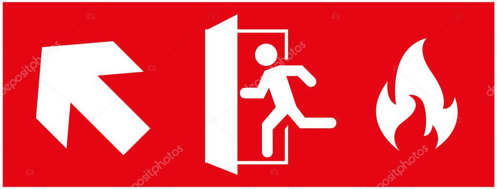 señal de emergencia de salida de incendios. corriendo de hombre icono a ...