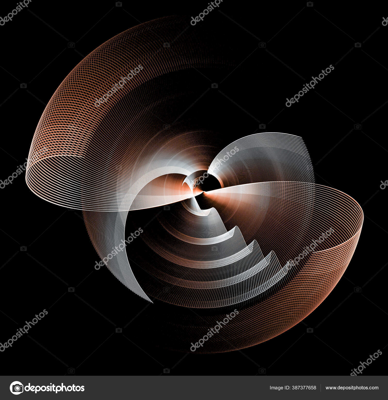 Rotor Blades Bent Spiral Arc Wave Rotate Center Black Background ...