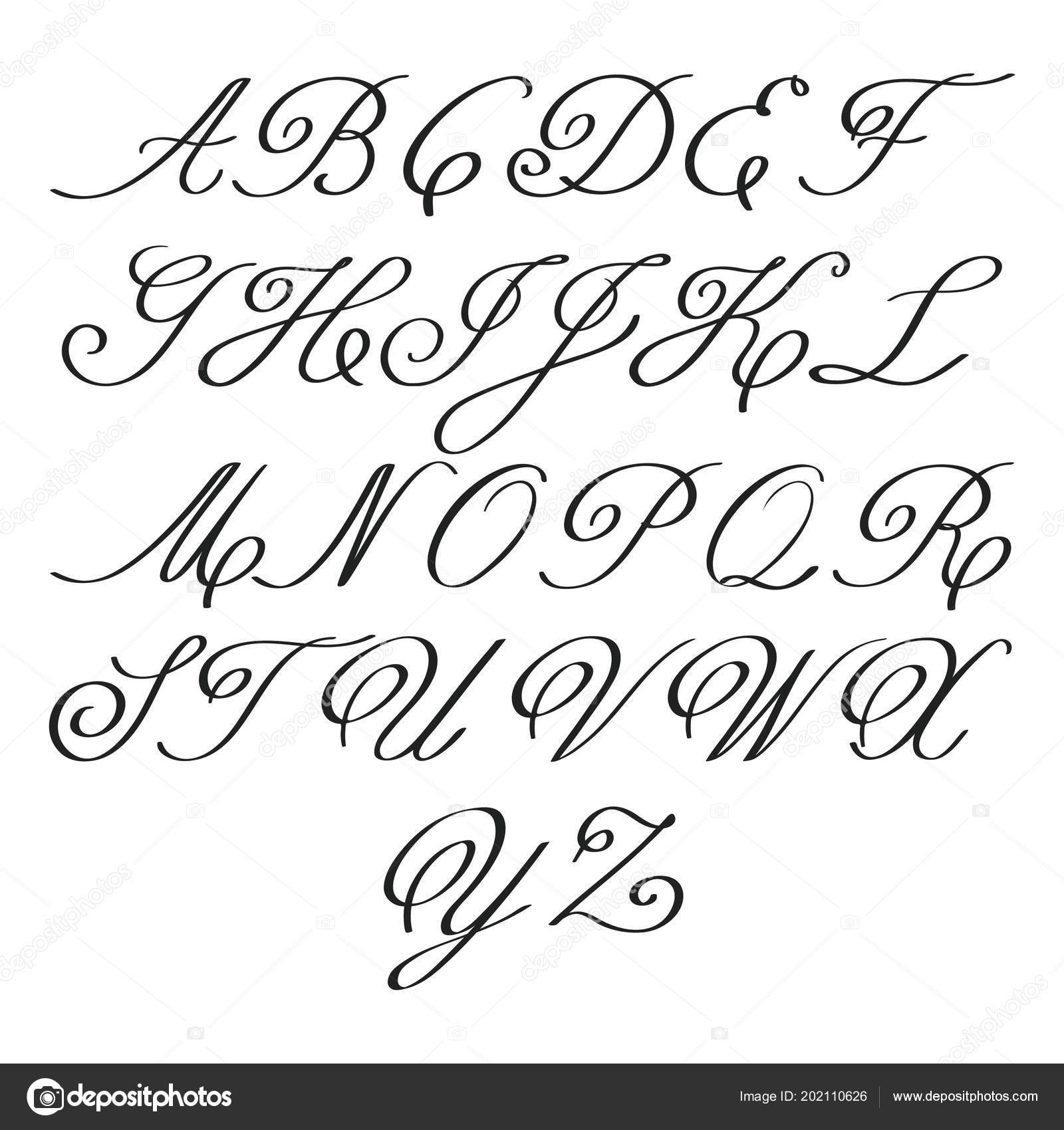 Vector elegantes letras de caligrafía con florituras. Monogramas Vector ...